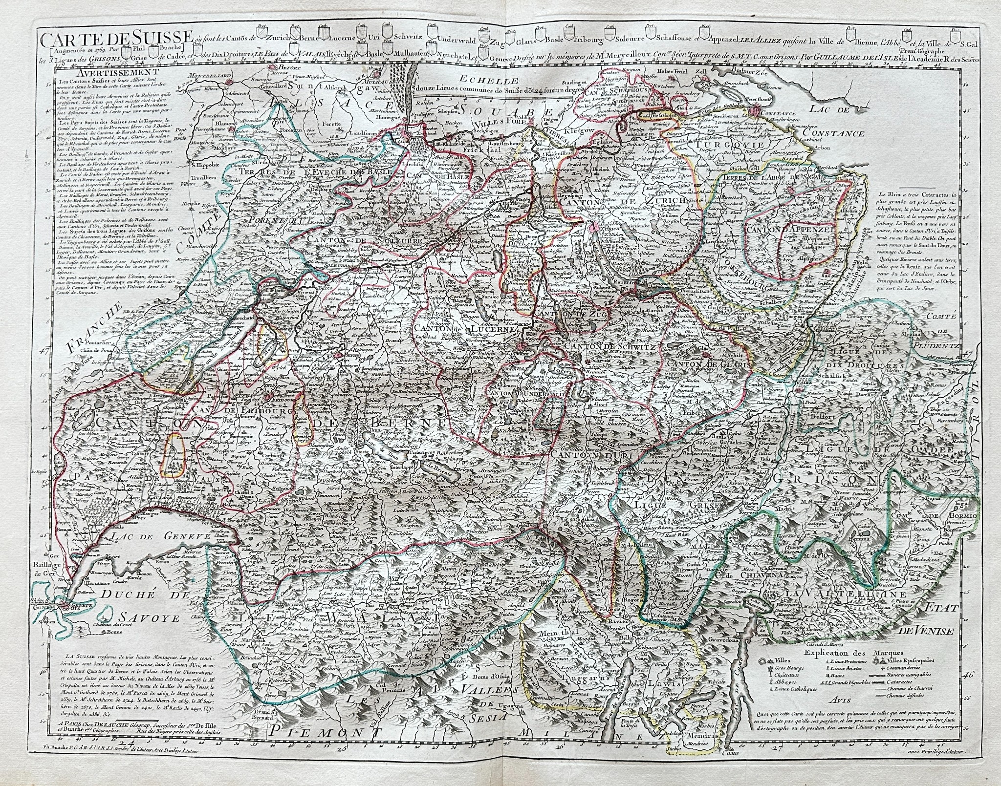 Guillaume Delisle & Philippe Buache – Map of Switzerlan | Auction